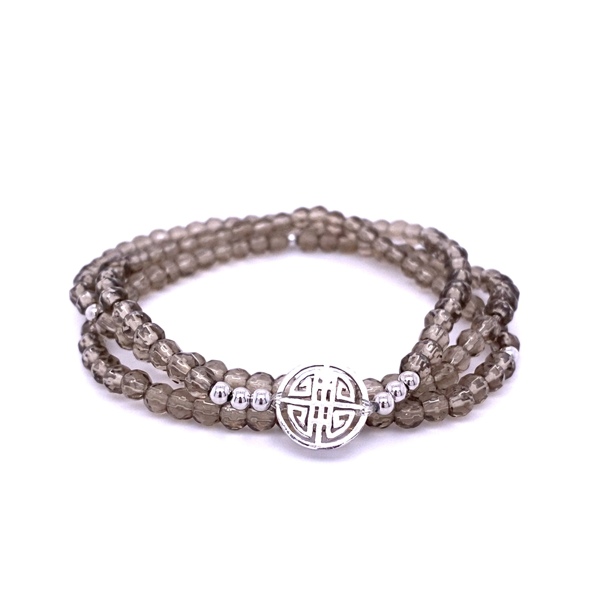 Lucky Samoa · Smoky Quartz, Triple Silver Lucky Bracelet – ASHANA swiss